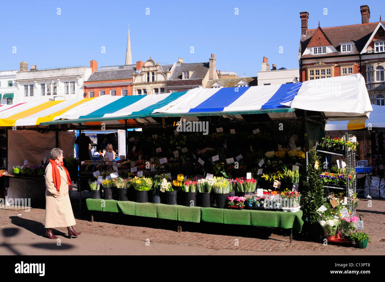 Florists Stall on the Market, Cambridge, England, UK Stock Photo - Alamy