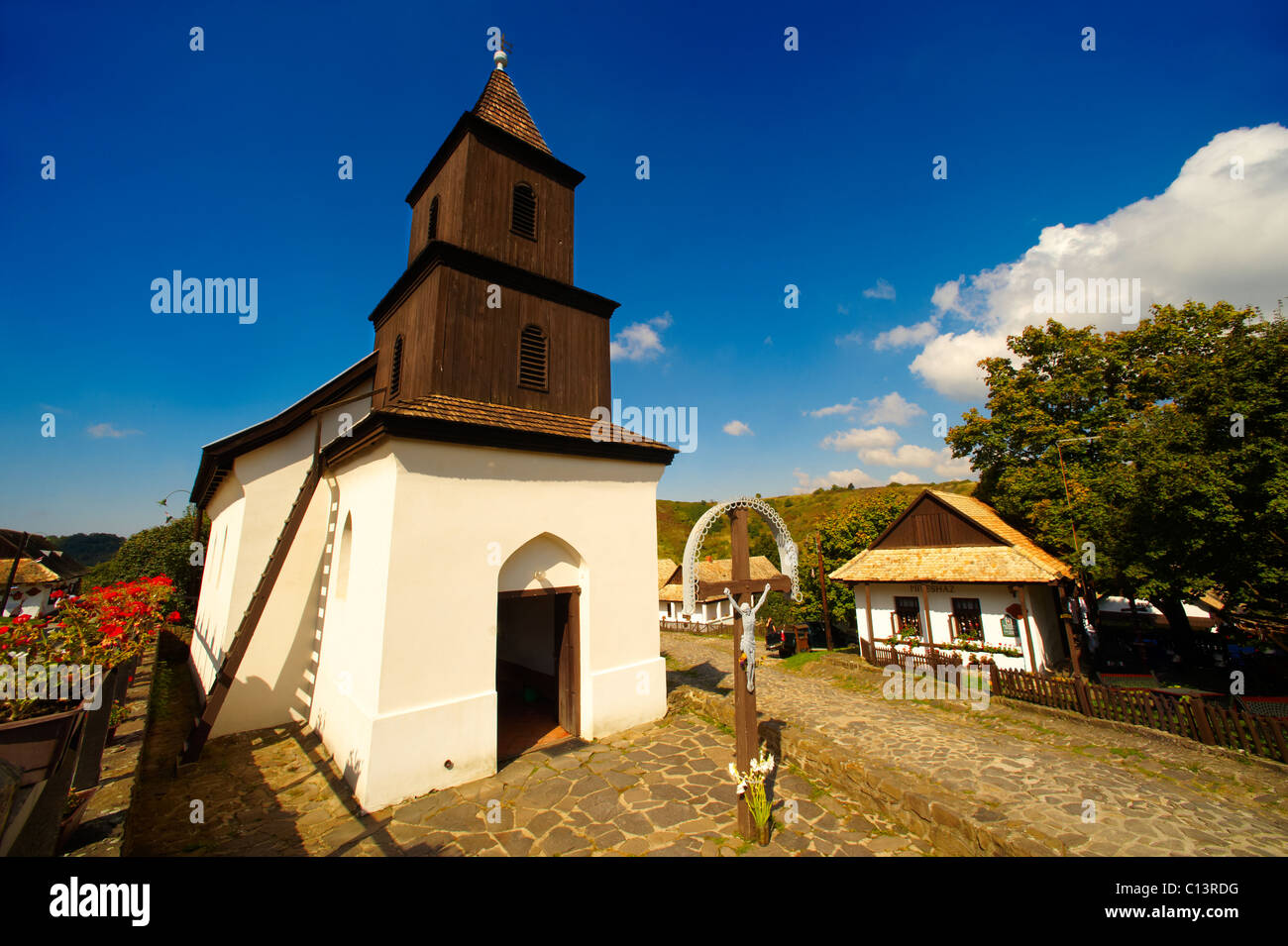 Main Street of Hollókő ( Holoko ) Paloc ethnographic village. Hungary ...