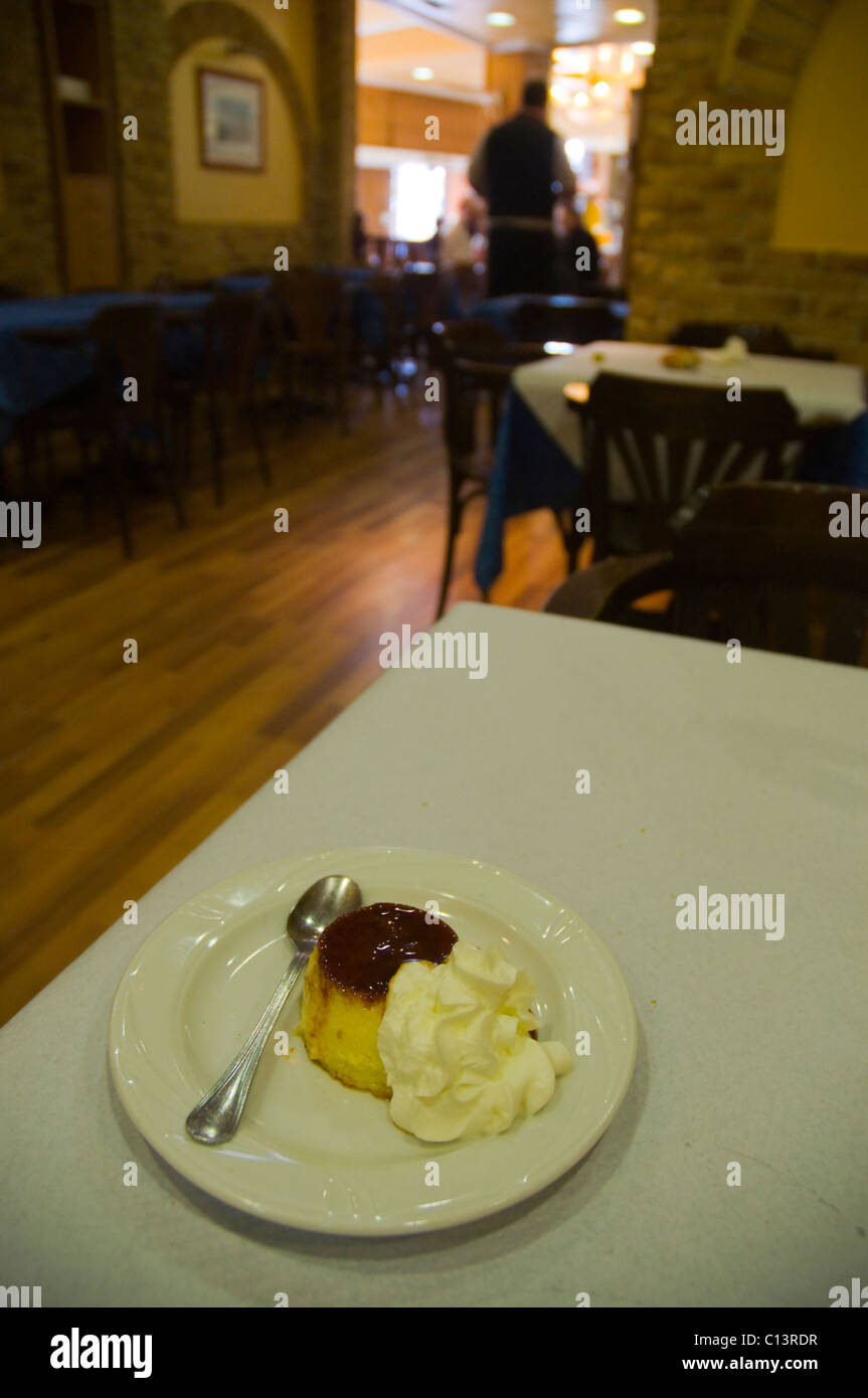 Pudding dessert in a restaurant central Madrid Spain Europe Stock Photo ...