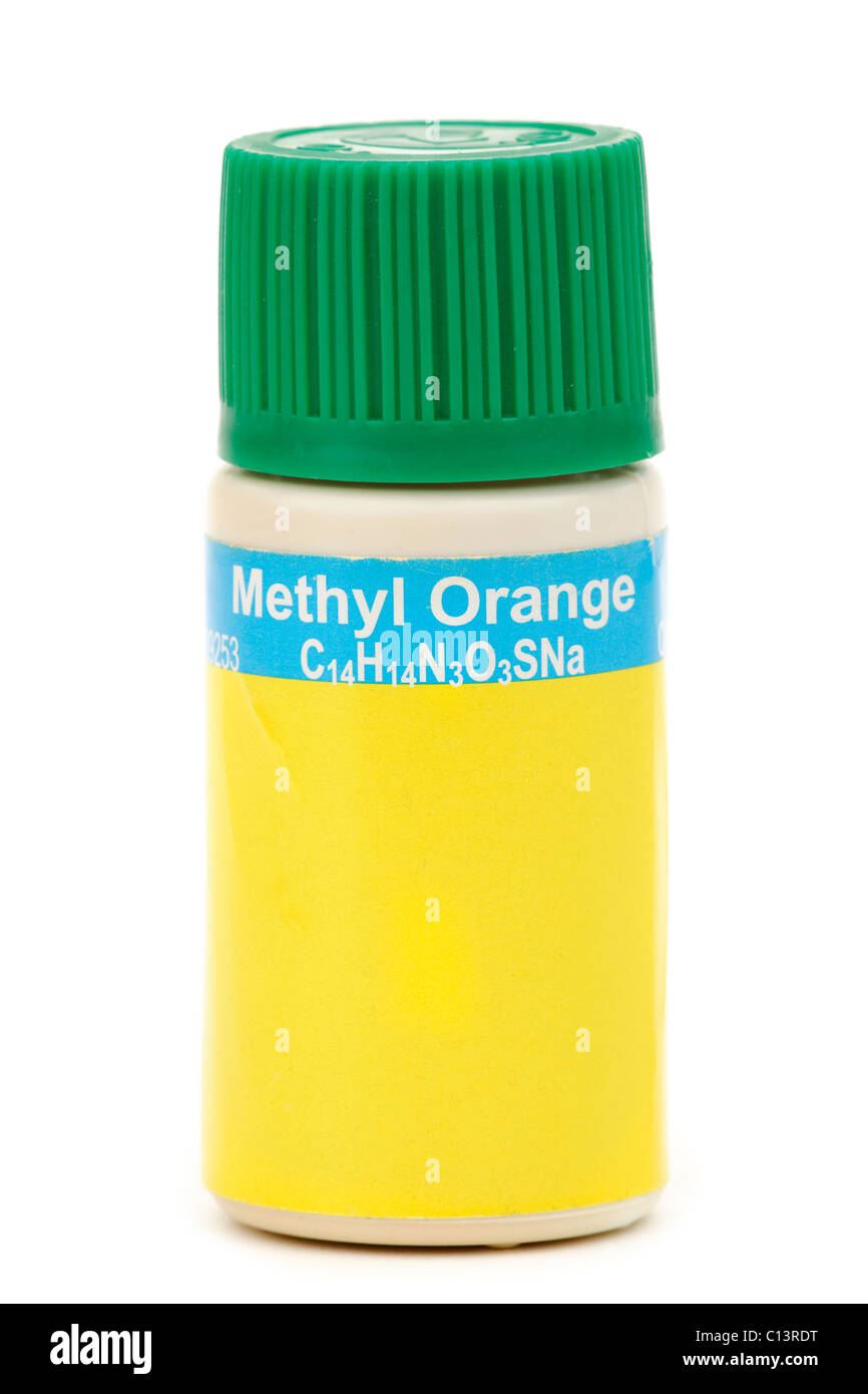 Plastic container of Methyl Orange Stock Photo - Alamy