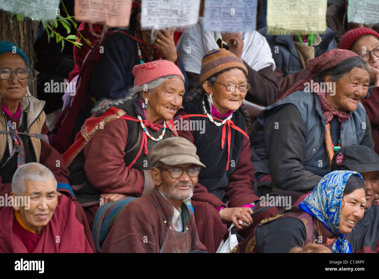 Crowds watch Ladakh Festival performance, Leh, Ladakh, India Stock ...