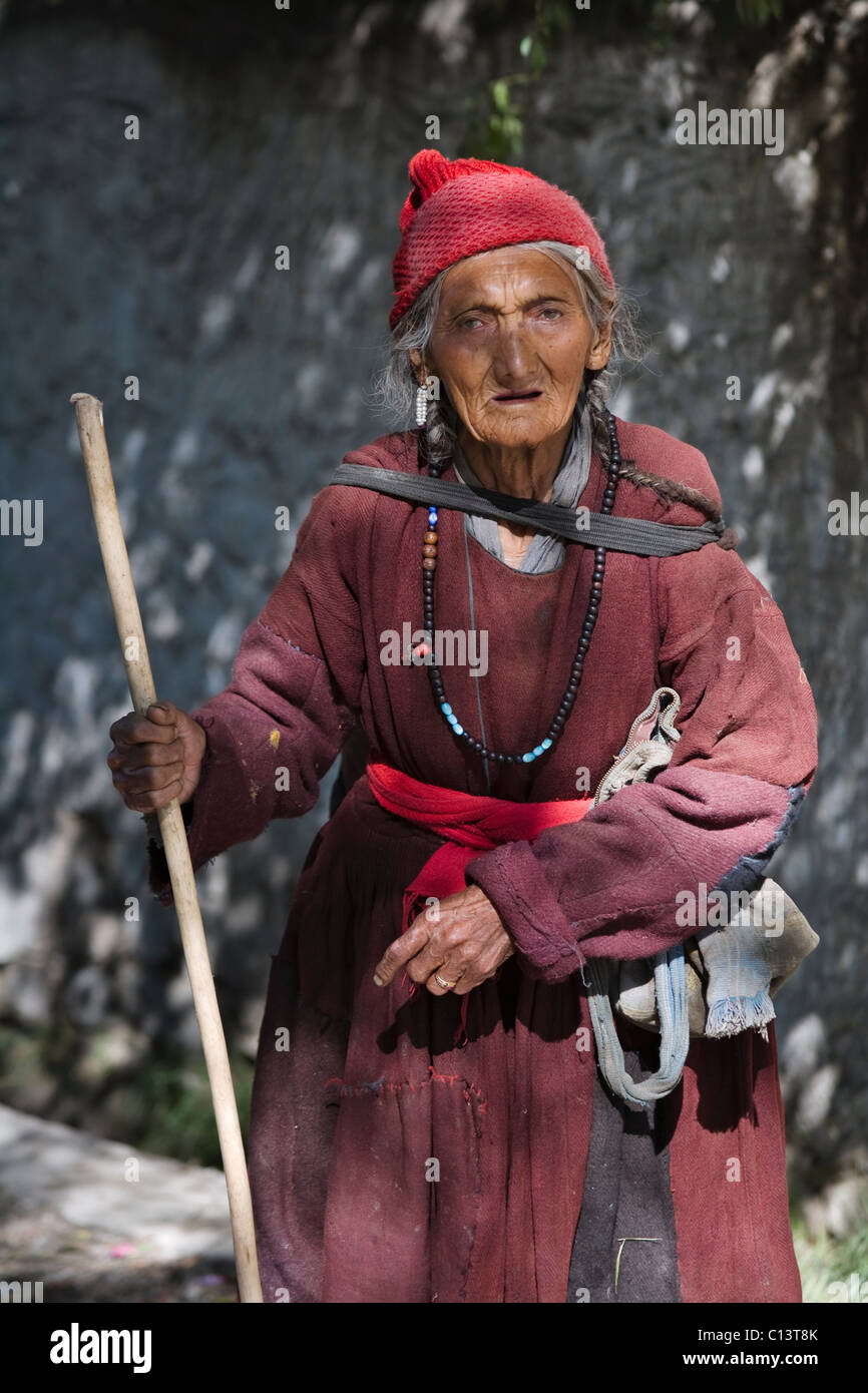 Portrait of an old woman, Leh, Ladakh, India Stock Photo - Alamy