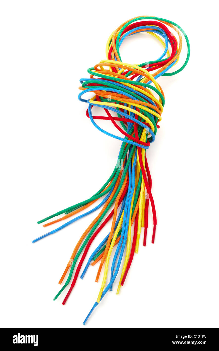 Pile of multicolored threading laces Stock Photo - Alamy