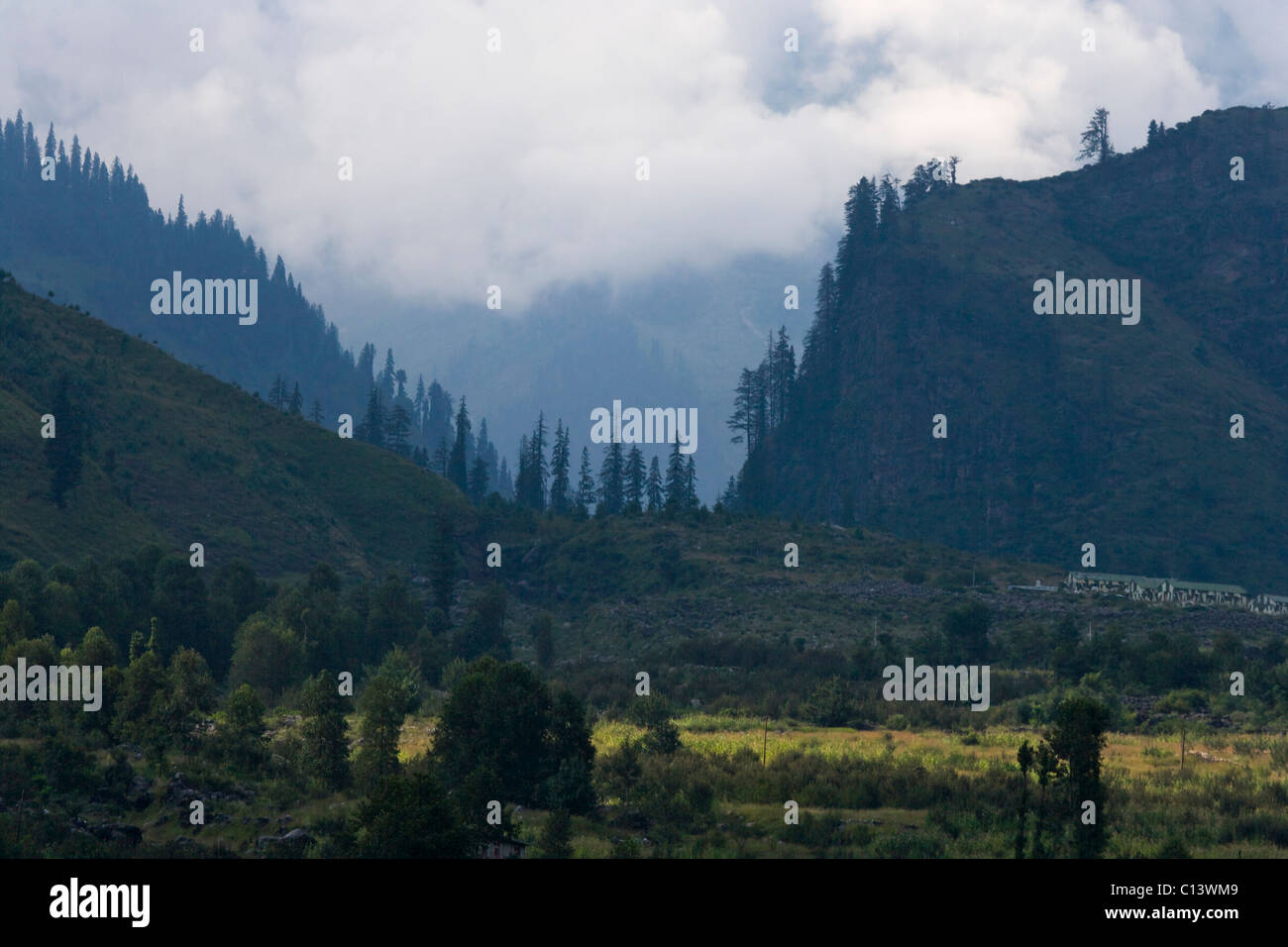 Landscape kulu valley between manali hi-res stock photography and ...