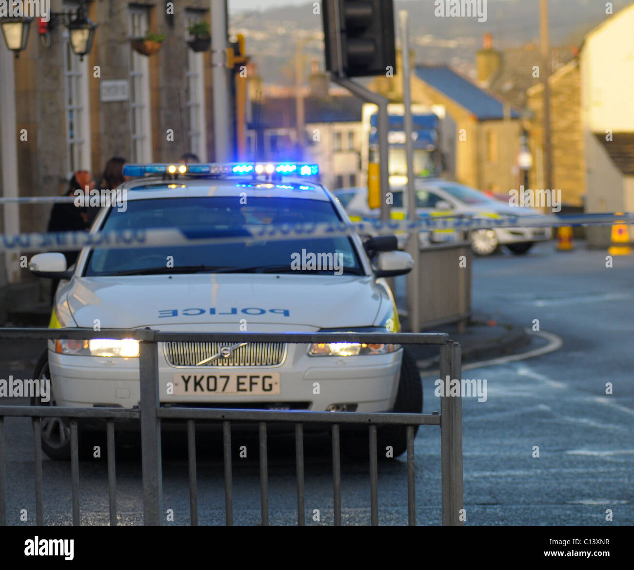 Police Car blocks the main road after an accident Stock Photo - Alamy