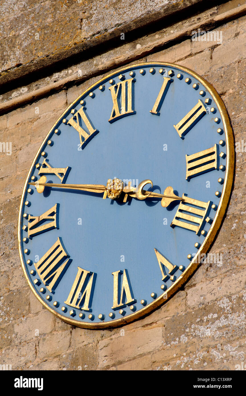 Clock on All Saints Church, Churchill, Oxfordshire, England, UK Stock ...