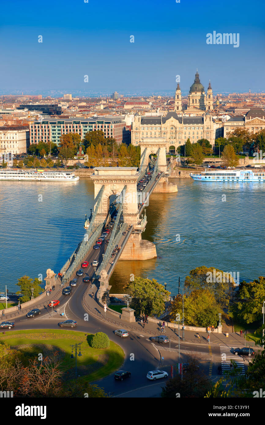 View across the Danube to Pest from The Buda Castle Hill, with the ...