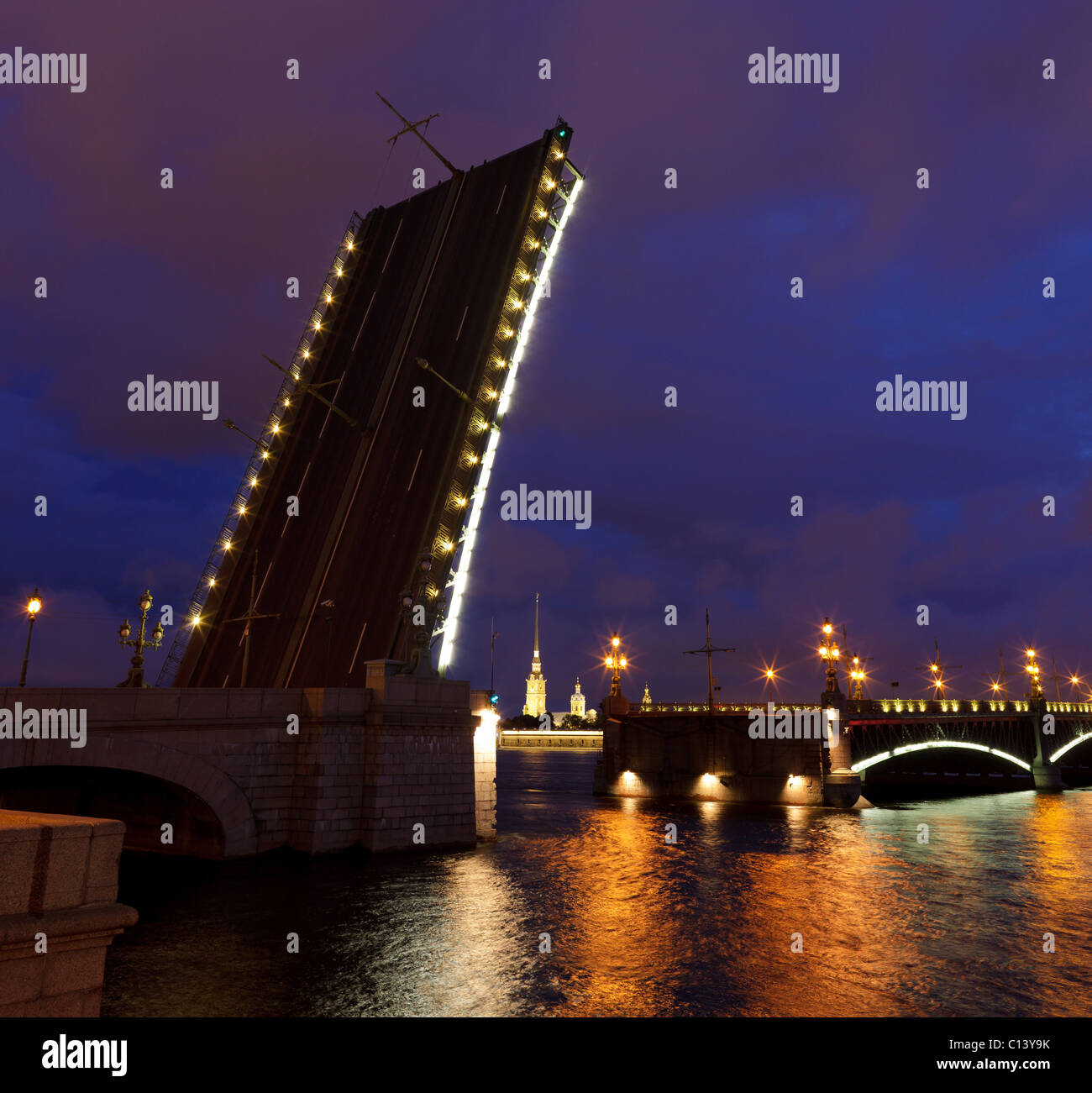 Open Trinity bridge, Saint Petersburg, Russia Stock Photo - Alamy