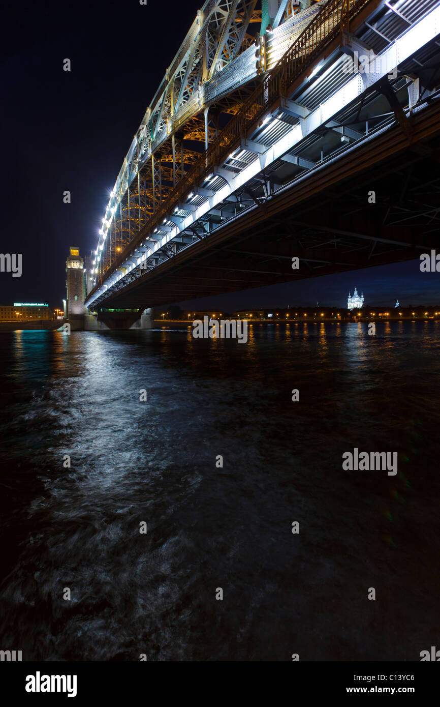 Neva river, Bolsheohtinsky bridge (Petr Great), Saint-Petersburg ...
