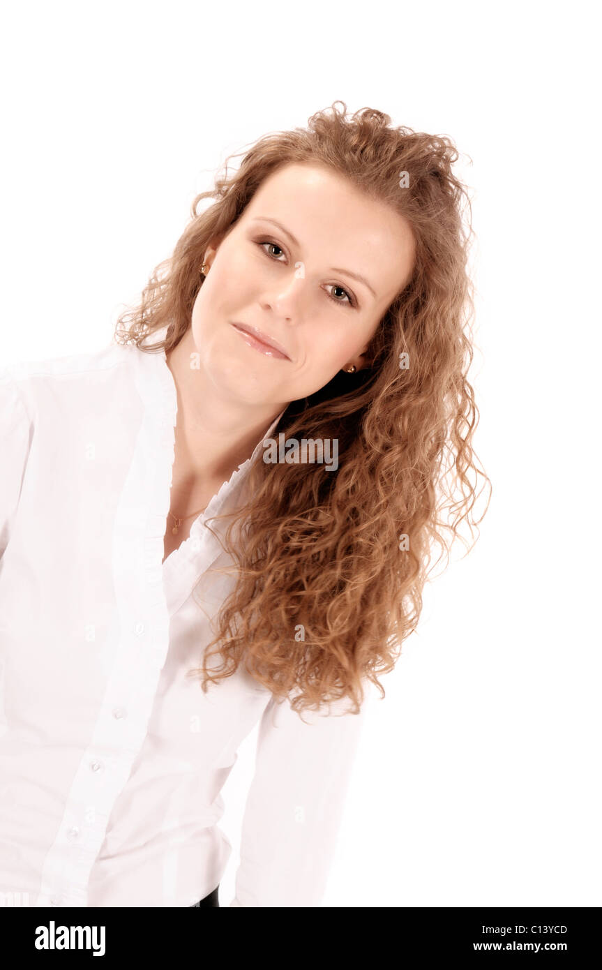Beautiful woman isolated on white background Stock Photo - Alamy