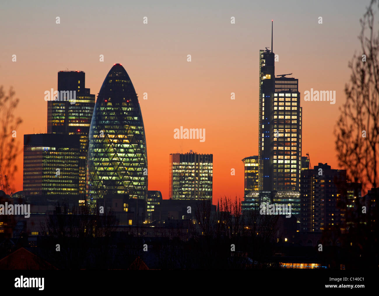 City of London Skyline at Dusk Stock Photo - Alamy