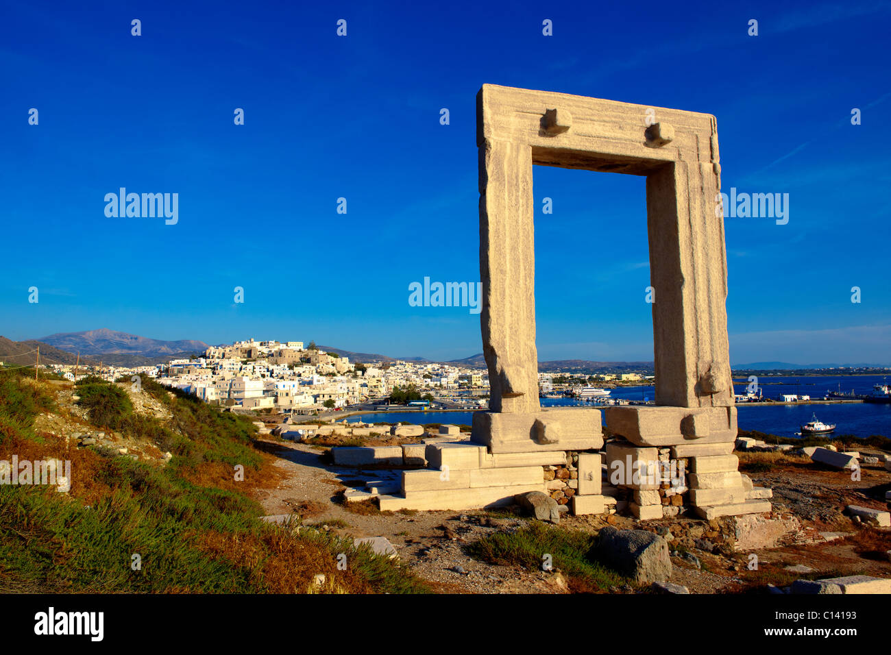 Doorway of the ruins of the Temple of Apollo. Naxos, Greek Cyclades ...