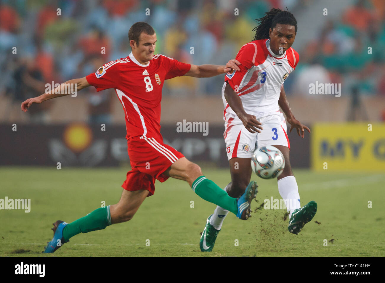 Andras Simon of Hungary (8) defends against Roy Smith of Costa Rica (3 ...