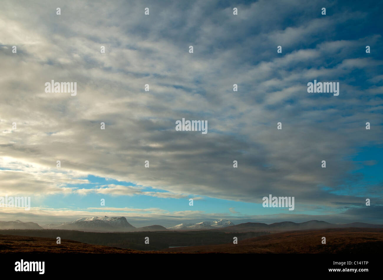 Clouds over the A'Moine peninsula, Sutherland, Scotland, UK. The ...