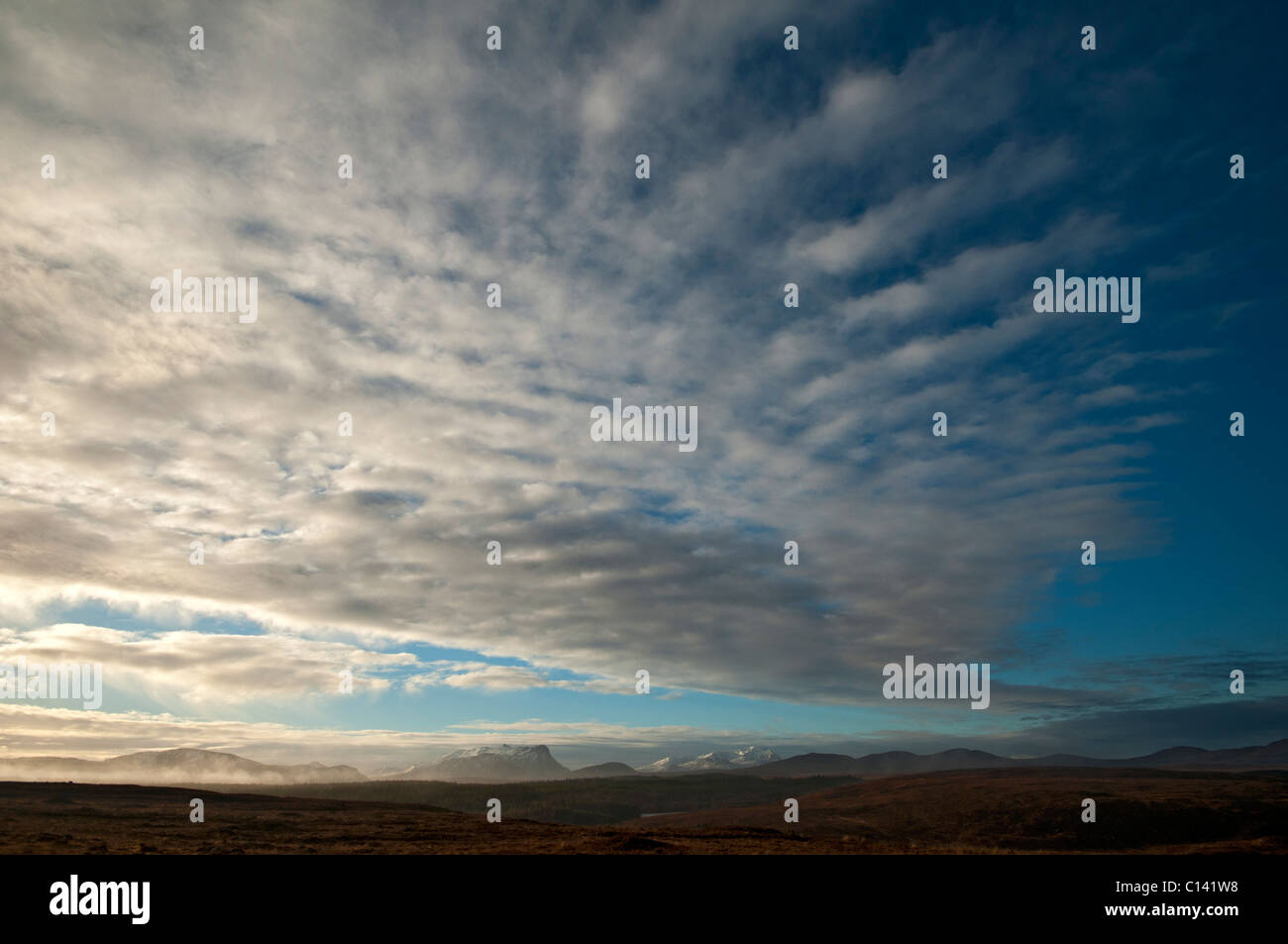 Clouds over the A'Moine peninsula, Sutherland, Scotland, UK. The ...