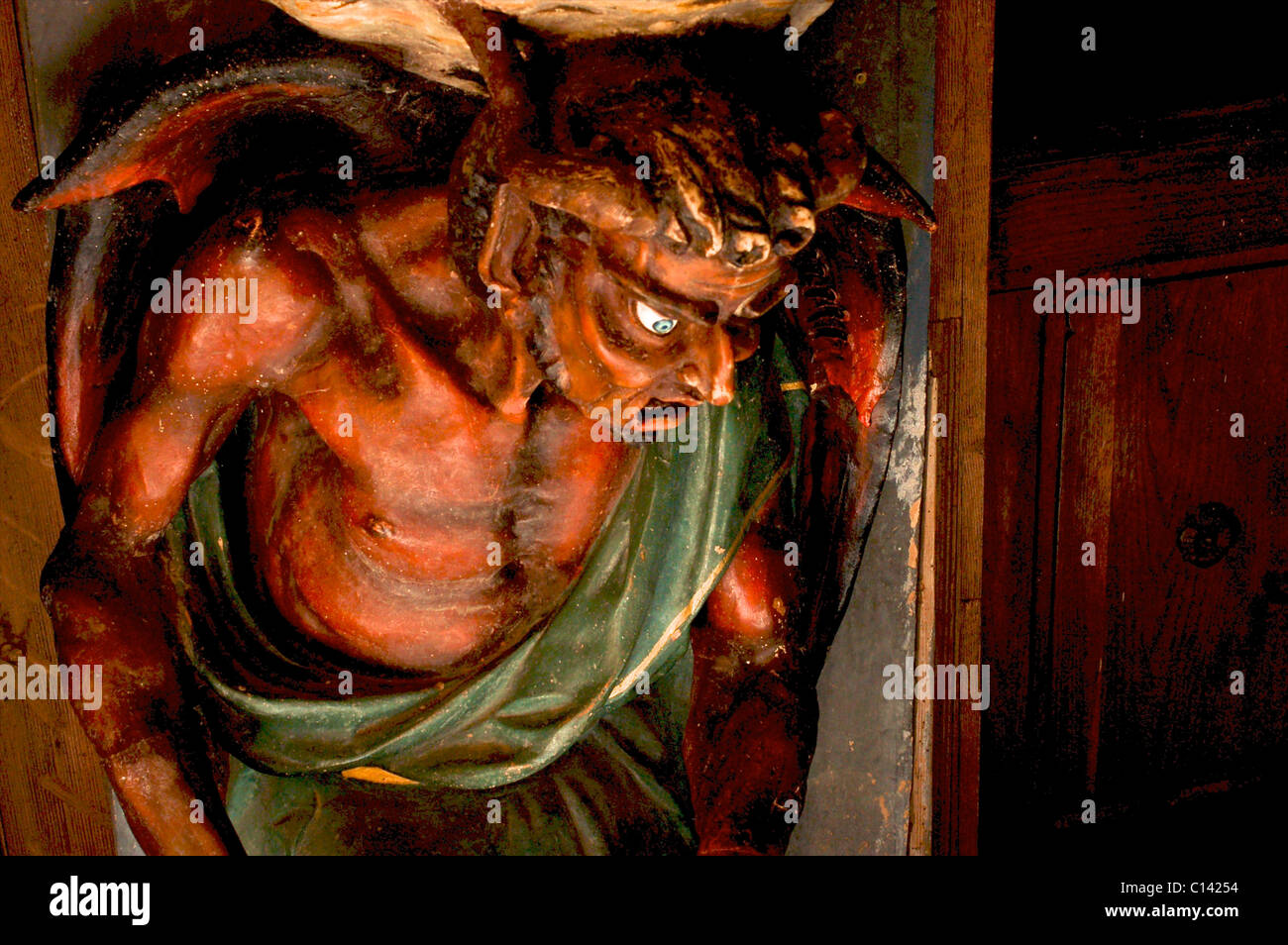 Rennes-le-chateau France devil carving Asmodeus limping devil, interior ...
