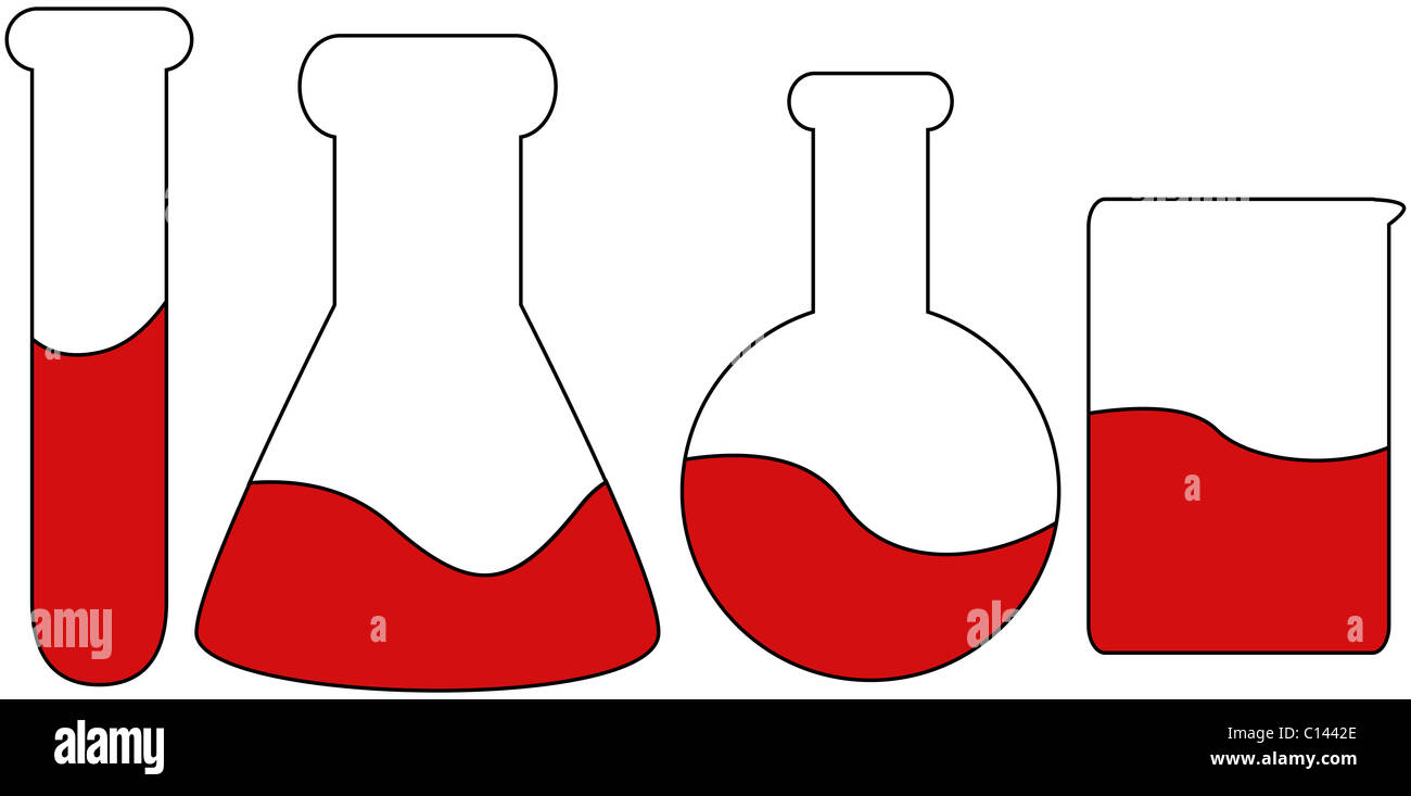 Set of Science Containers in Red and White Stock Photo - Alamy