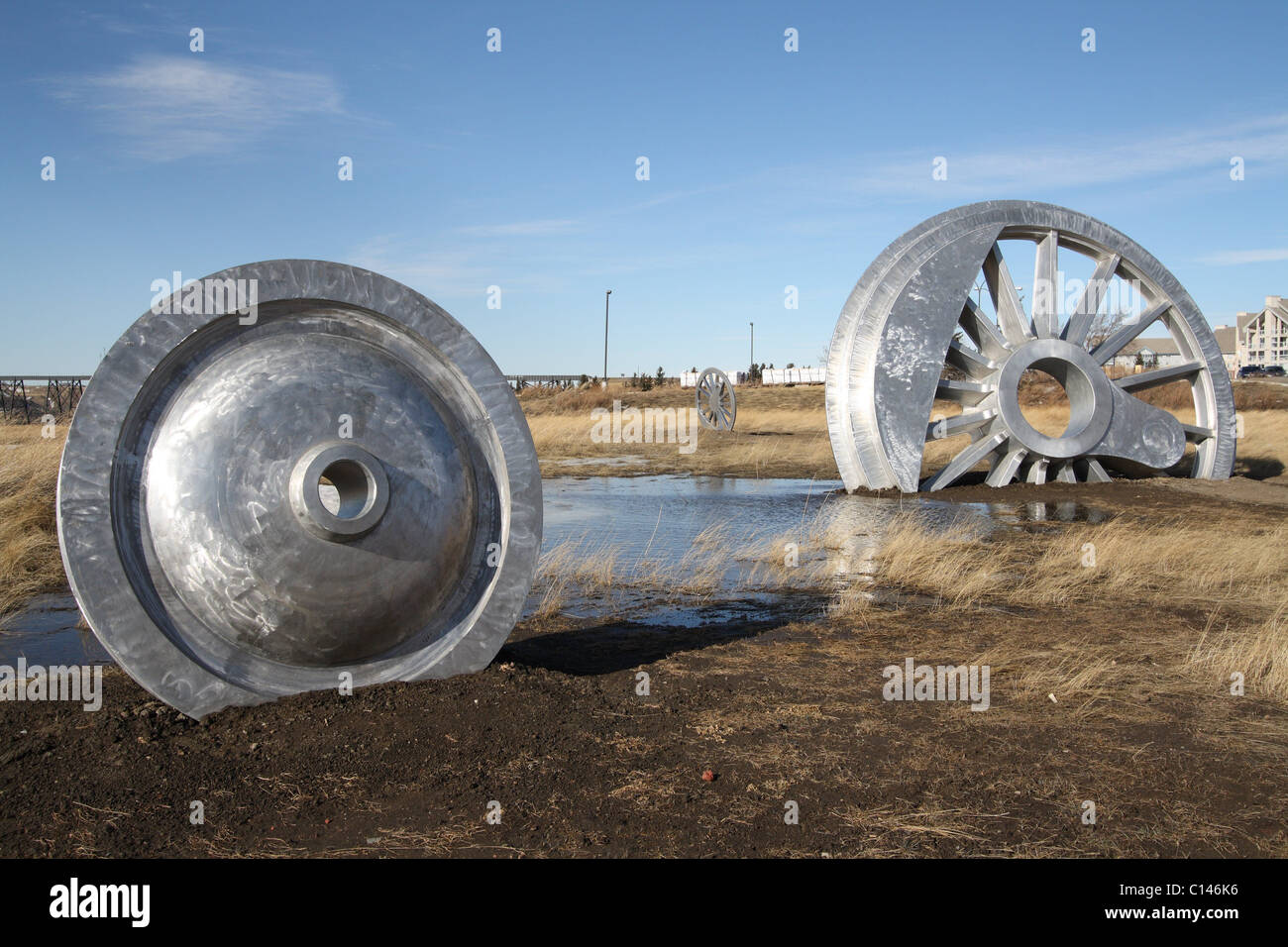 Metal Artwork in a field Stock Photo - Alamy