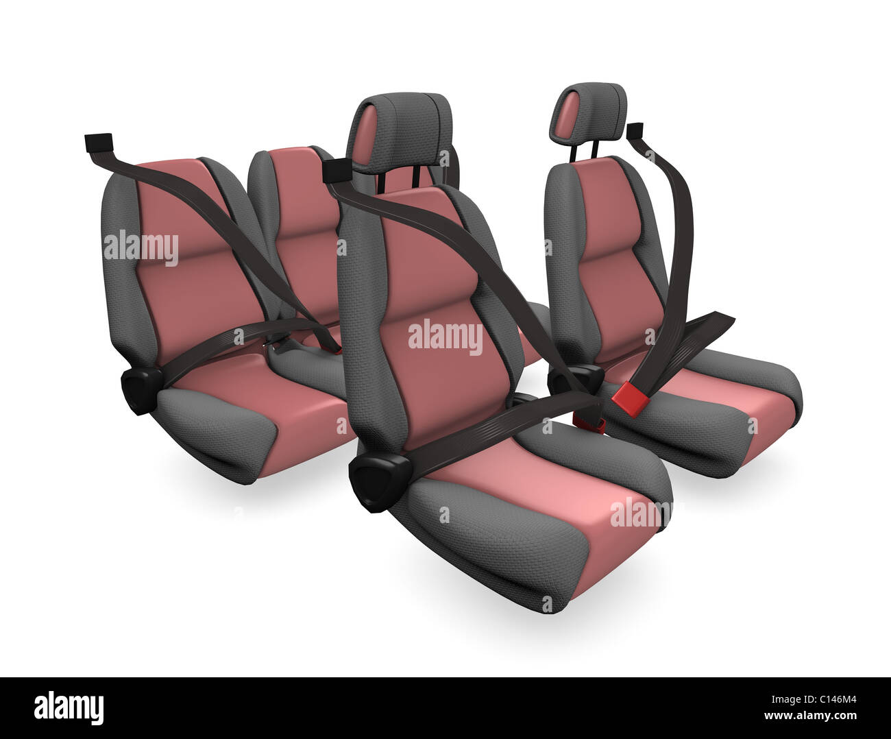 3d illustration, concept image Family car seat, isolated on white ...