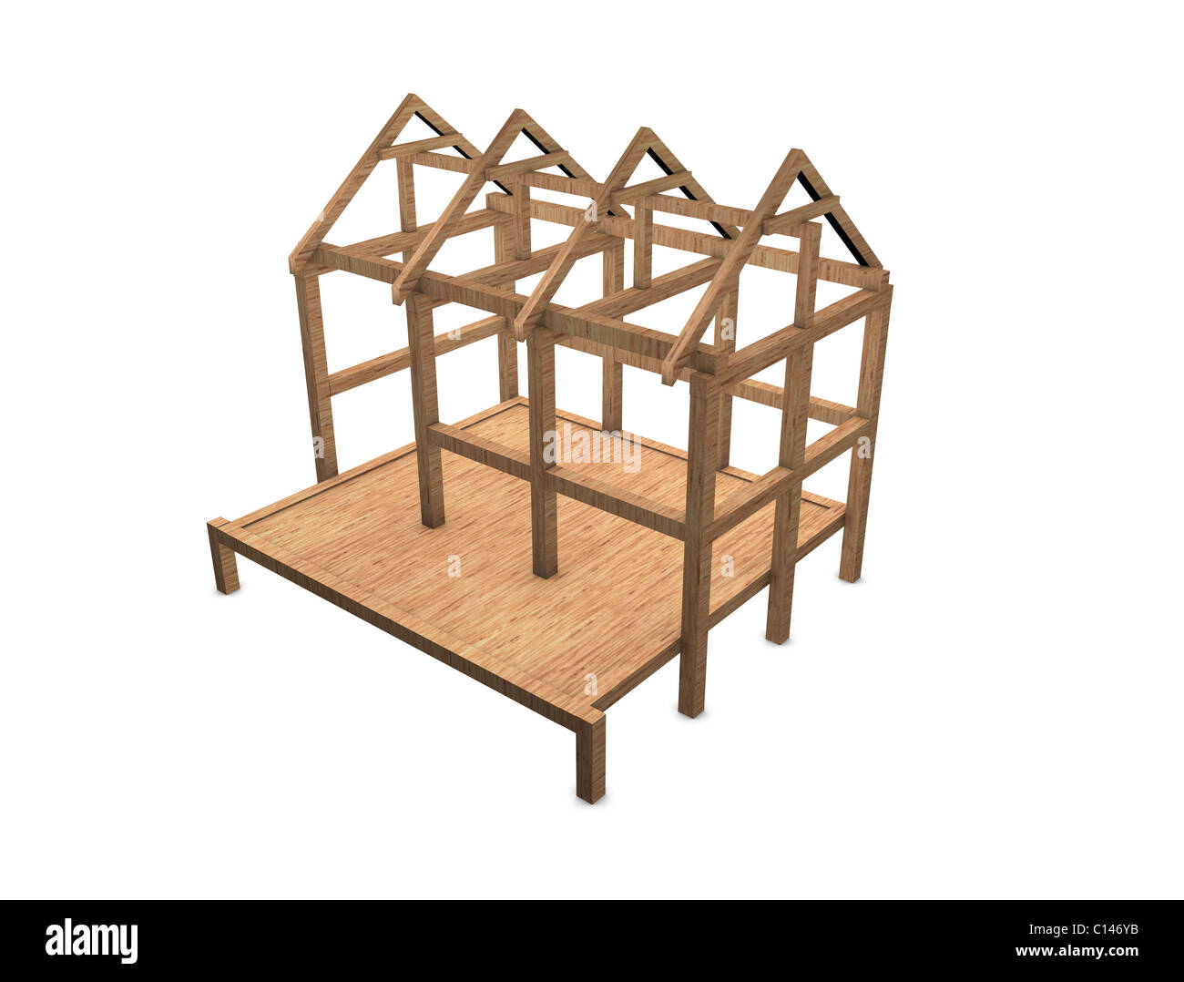 3d rendering, concept image new home framework, isolated on white Stock ...