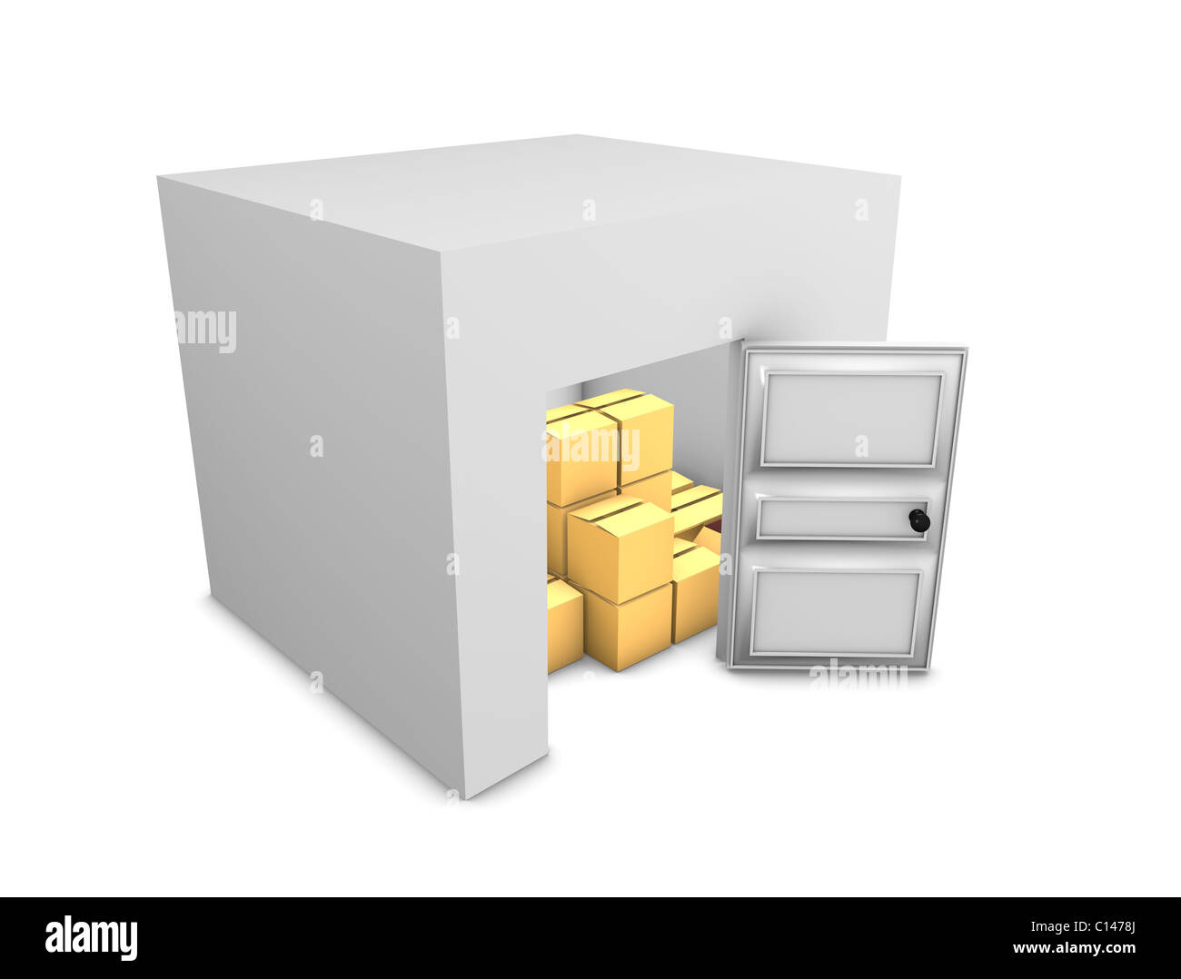 3d illustration, concept image Storage room, isolated on white ...