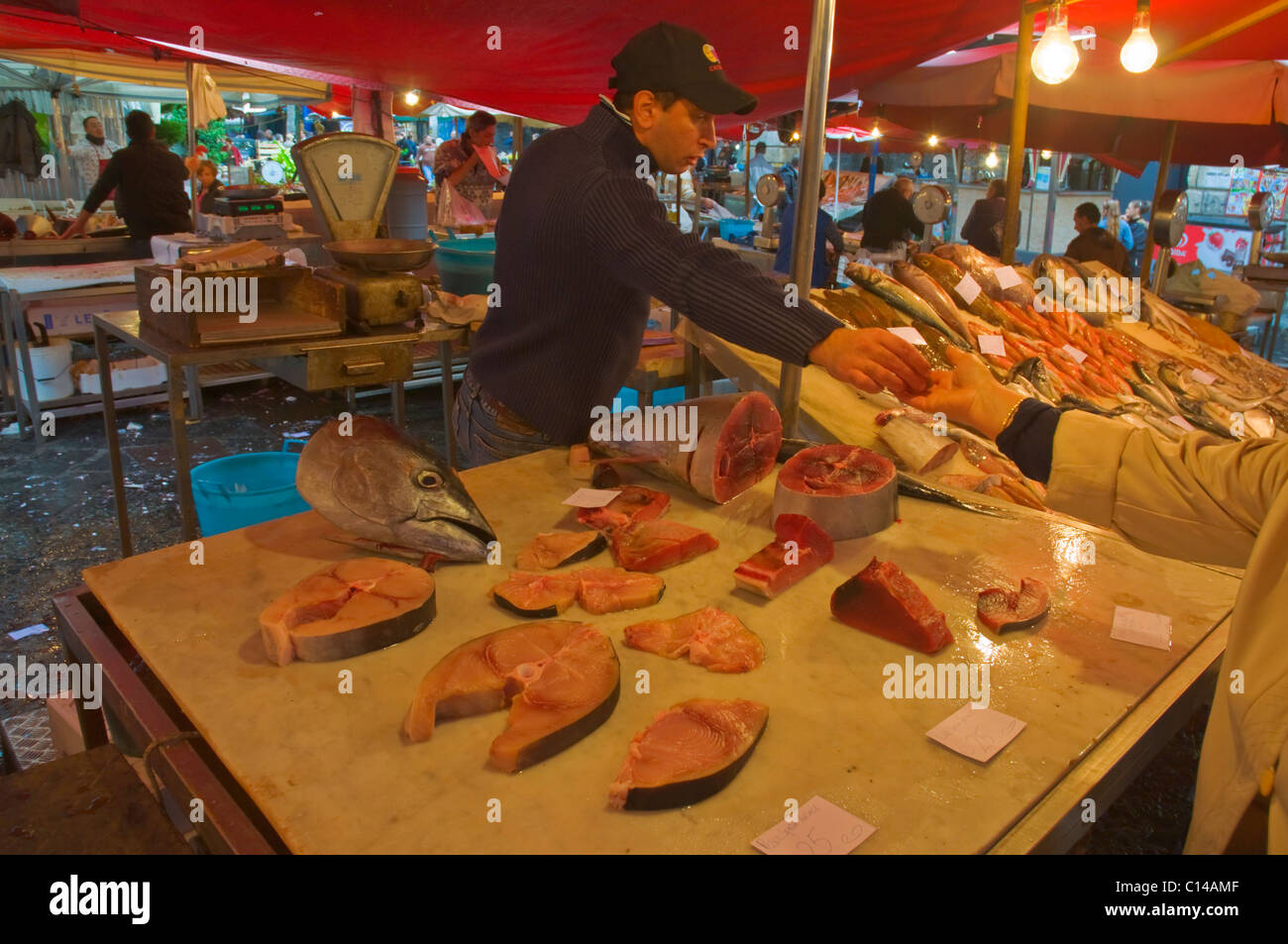La Pescheria the central fish market Catania Sicily Italy Europe Stock ...