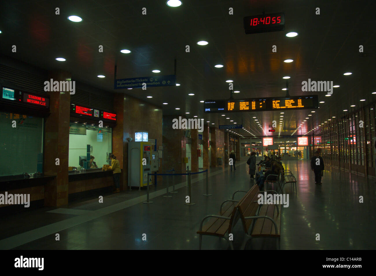 Central Stazione main railway station waiting and ticket hall Messina ...