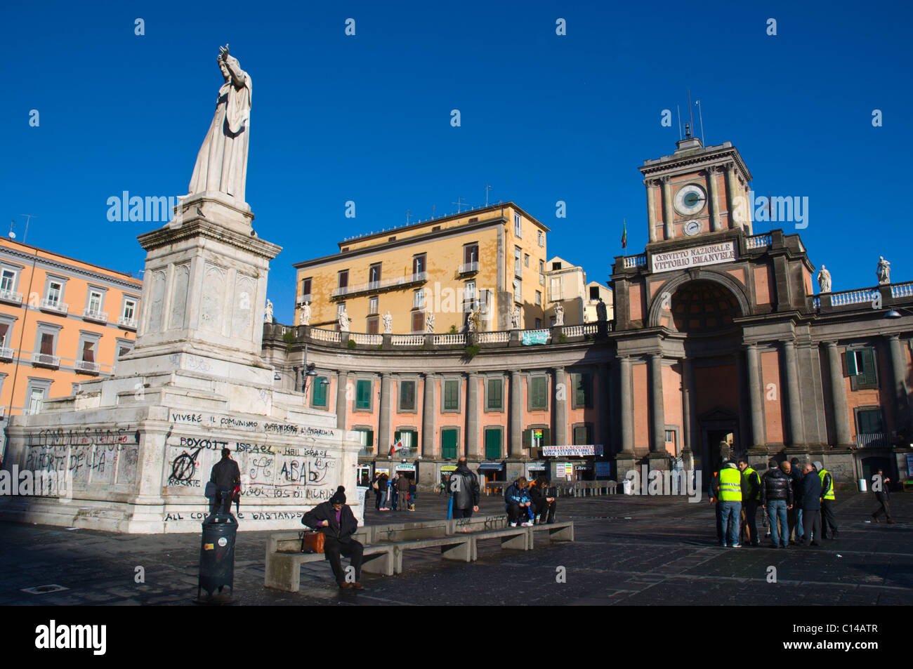 Piazza Dante square with statue of poet Dante central Naples Campania ...