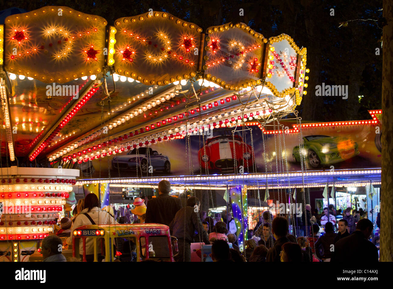 Fairground at night Stock Photo - Alamy