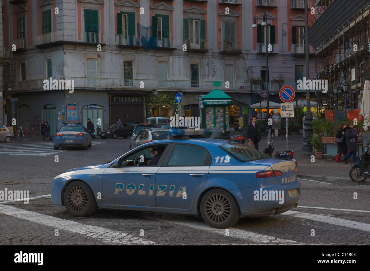 Police car Piazza Trieste e Trento square central Naples Campania Italy ...