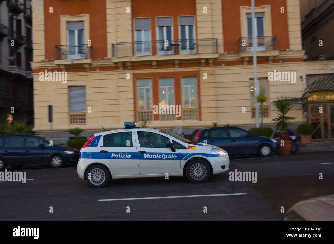 Police car via Nazario Sauro street central Naples Campania Italy ...