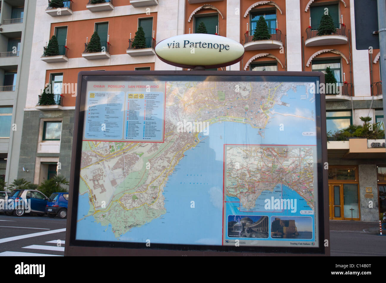 Map of Naples along Via Partenope street Santa Lucia district Naples ...