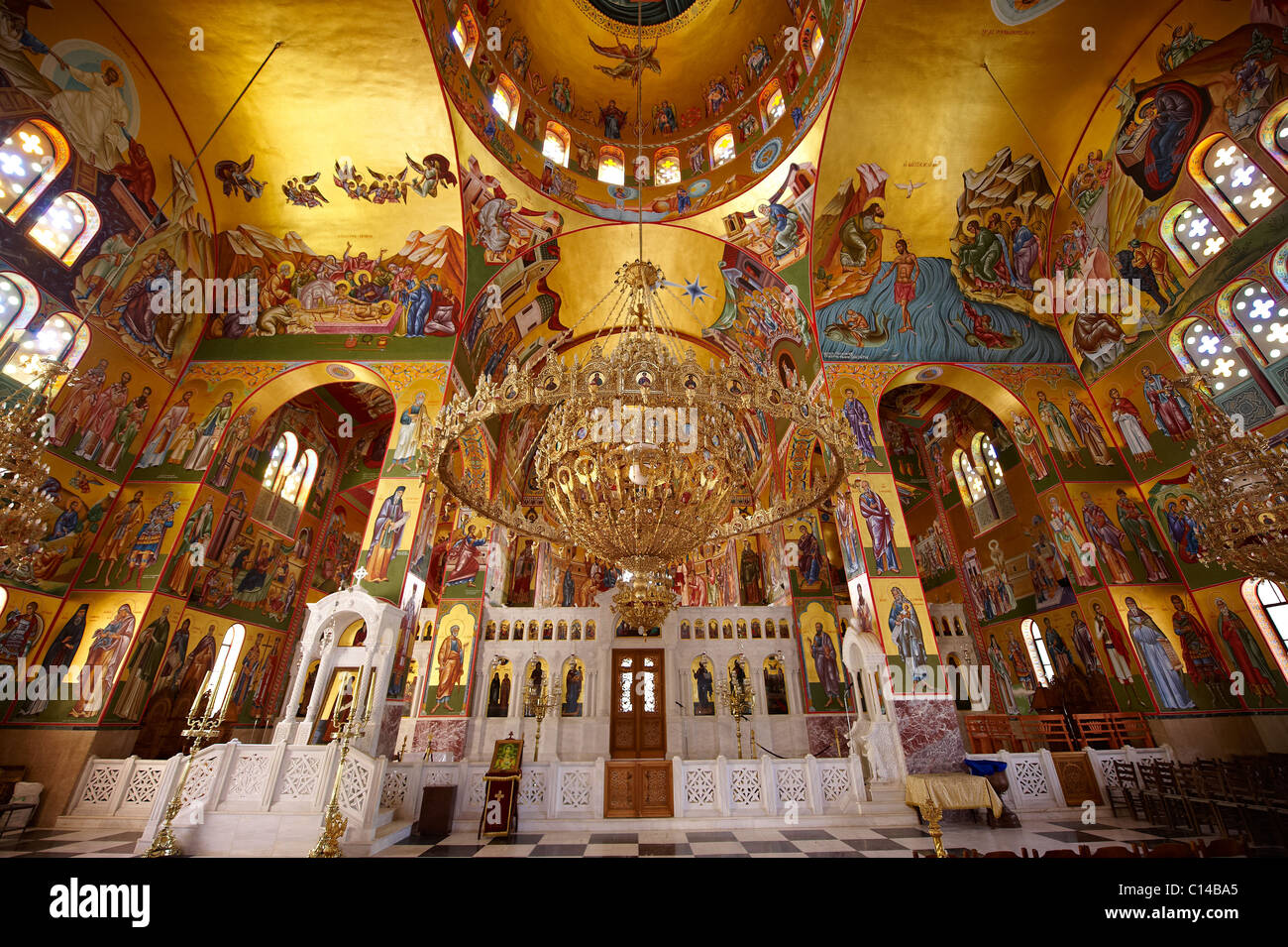 The Byzantine style frescos of the new Orthodox church of Omala ...