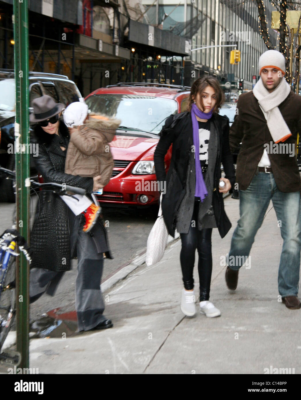 Madonna, David Banda, Lourdes Leon and Bodyguard. arrive at the ...