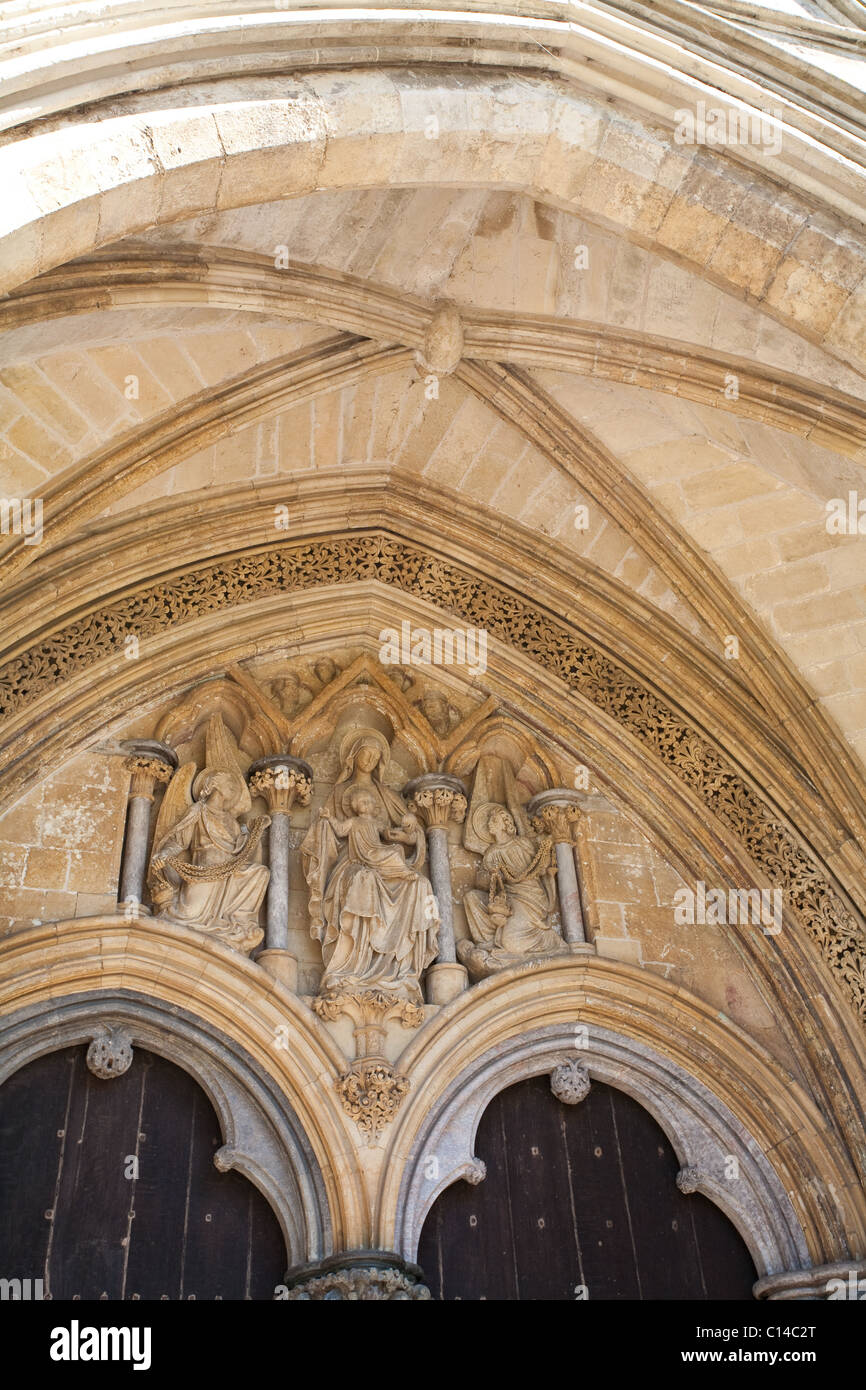 Religious stone decoration Salisbury Cathedral England UK Stock Photo ...