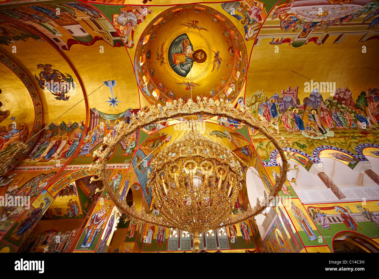 The Byzantine style frescos of the new Orthodox church of Omala ...
