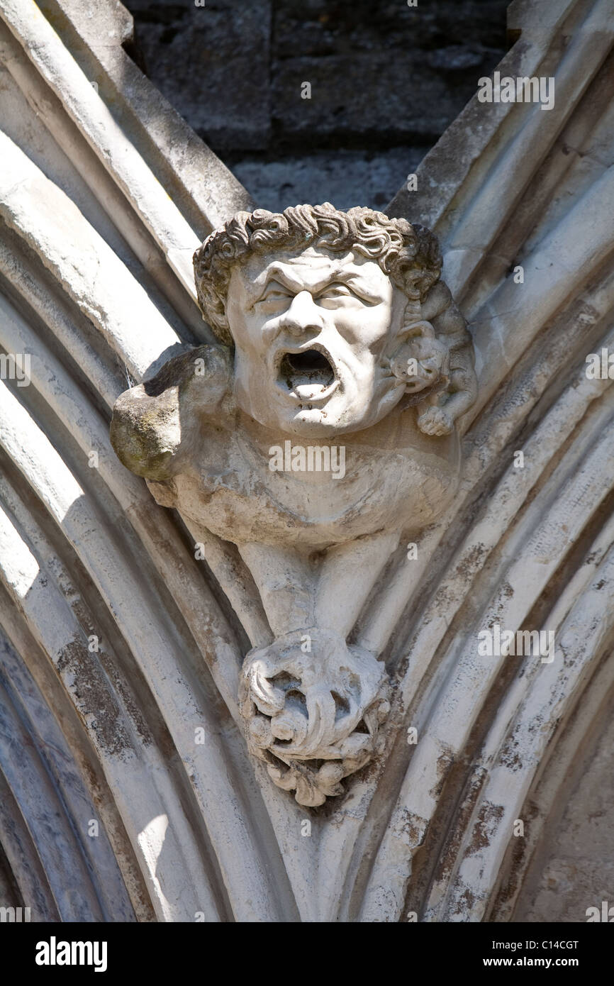 Face of man attacked by gargoyle,Salisbury Cathedral England UK Stock ...