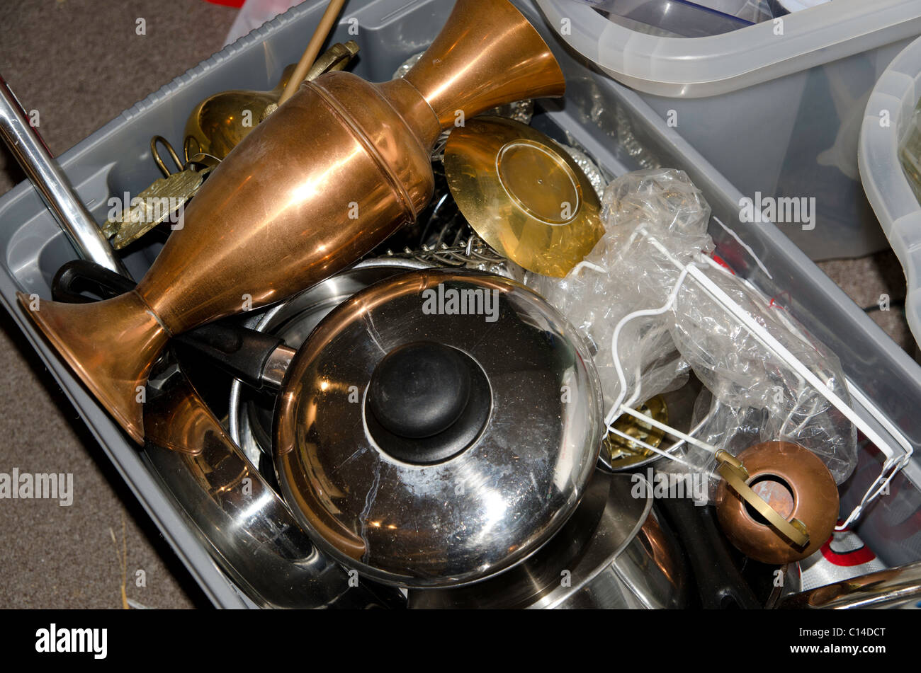 Box of scrap metal items Stock Photo - Alamy