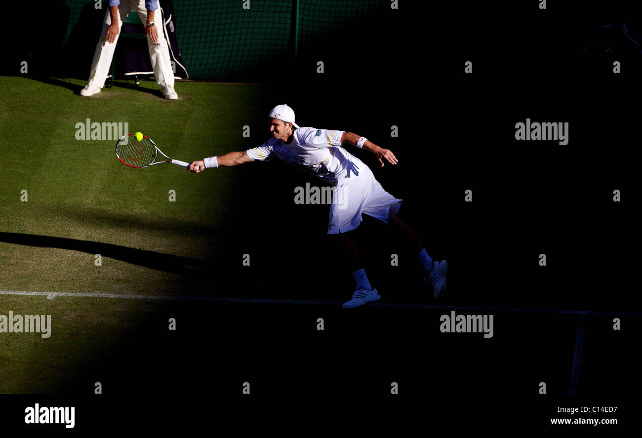 Robert Kendrick,, USA, in action at the All England Lawn Tennis ...