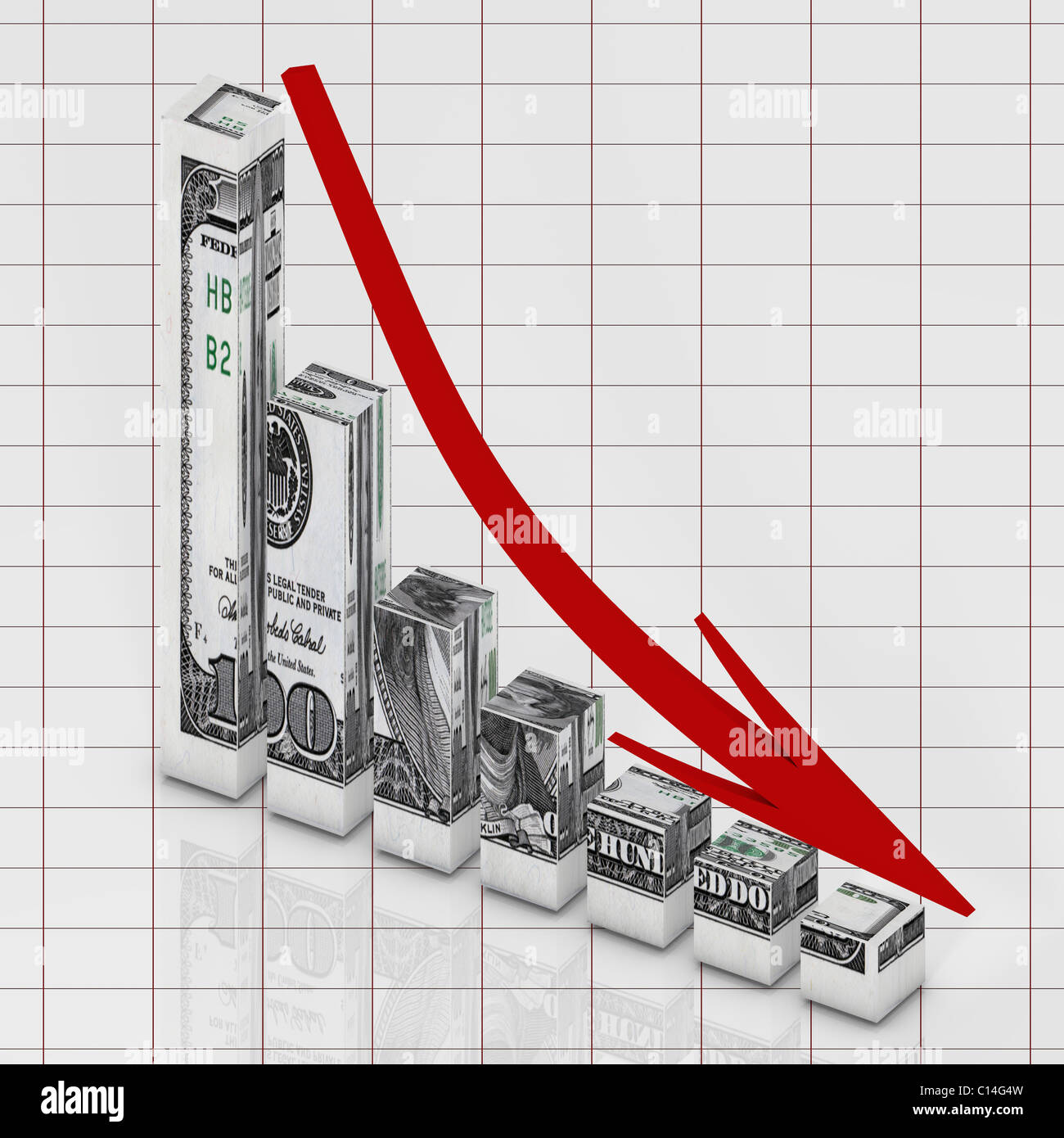 Dollar go down concept - computer render Stock Photo - Alamy