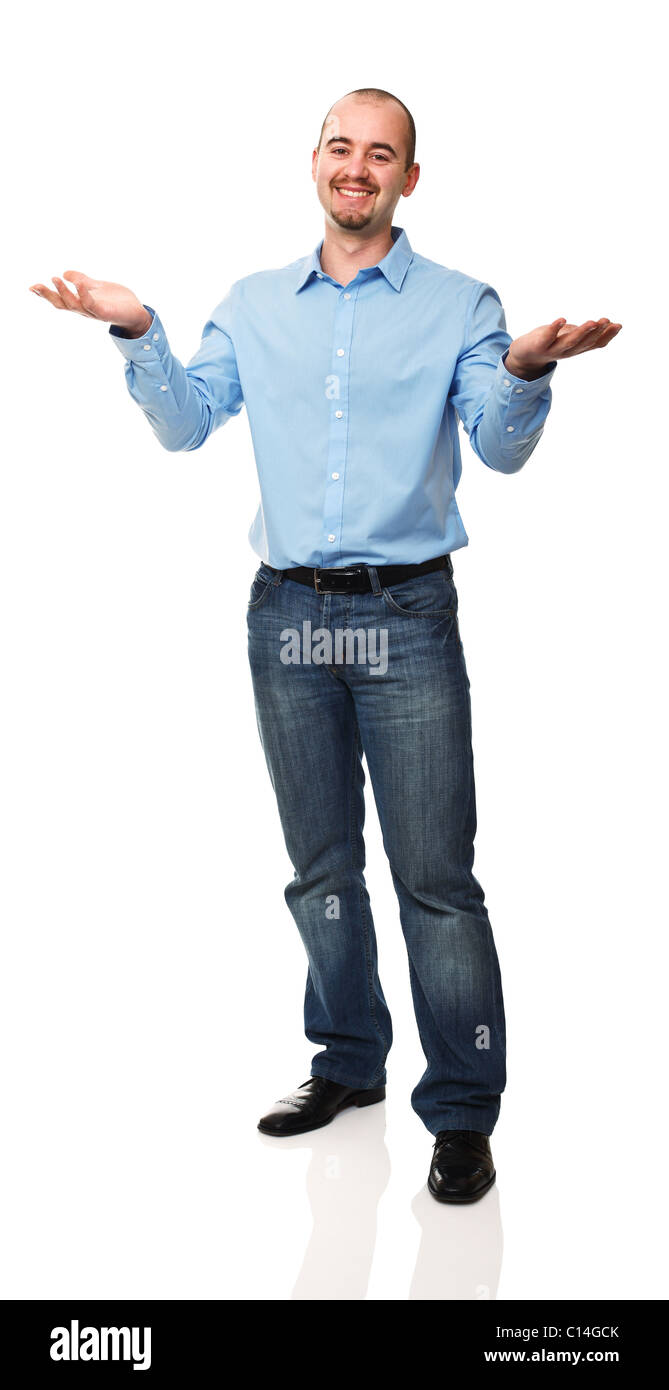 friendly businessman open arms isolated on white background Stock Photo ...