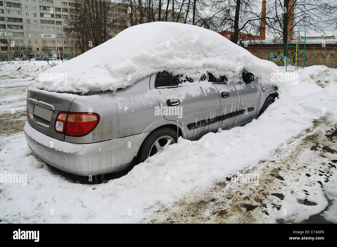The car in snow in the winter, Moscow Region, Russia Stock Photo - Alamy