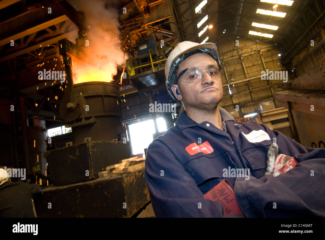 Steel worker at Forgemasters Sheffield UK Stock Photo - Alamy