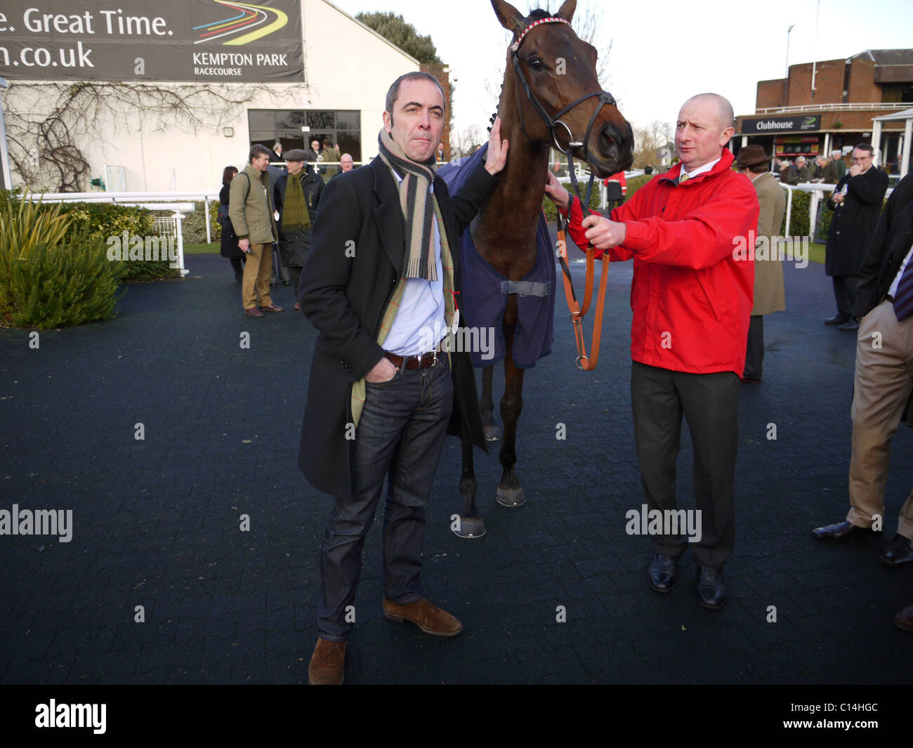 James Nesbitt at Kempton racecourse to watch his horse Riverside ...