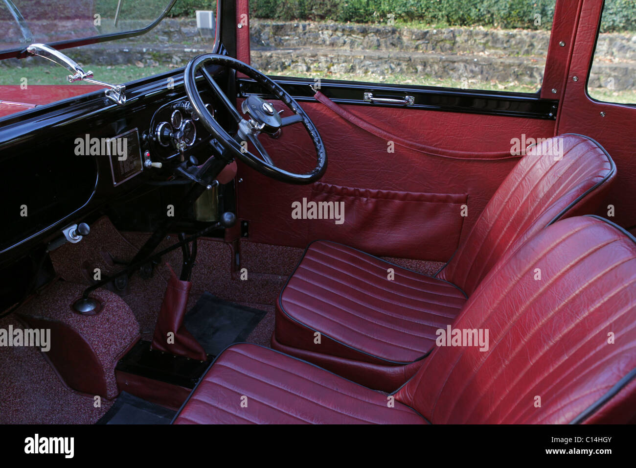 Interior of vintage British classic car, Austin 7 Stock Photo - Alamy