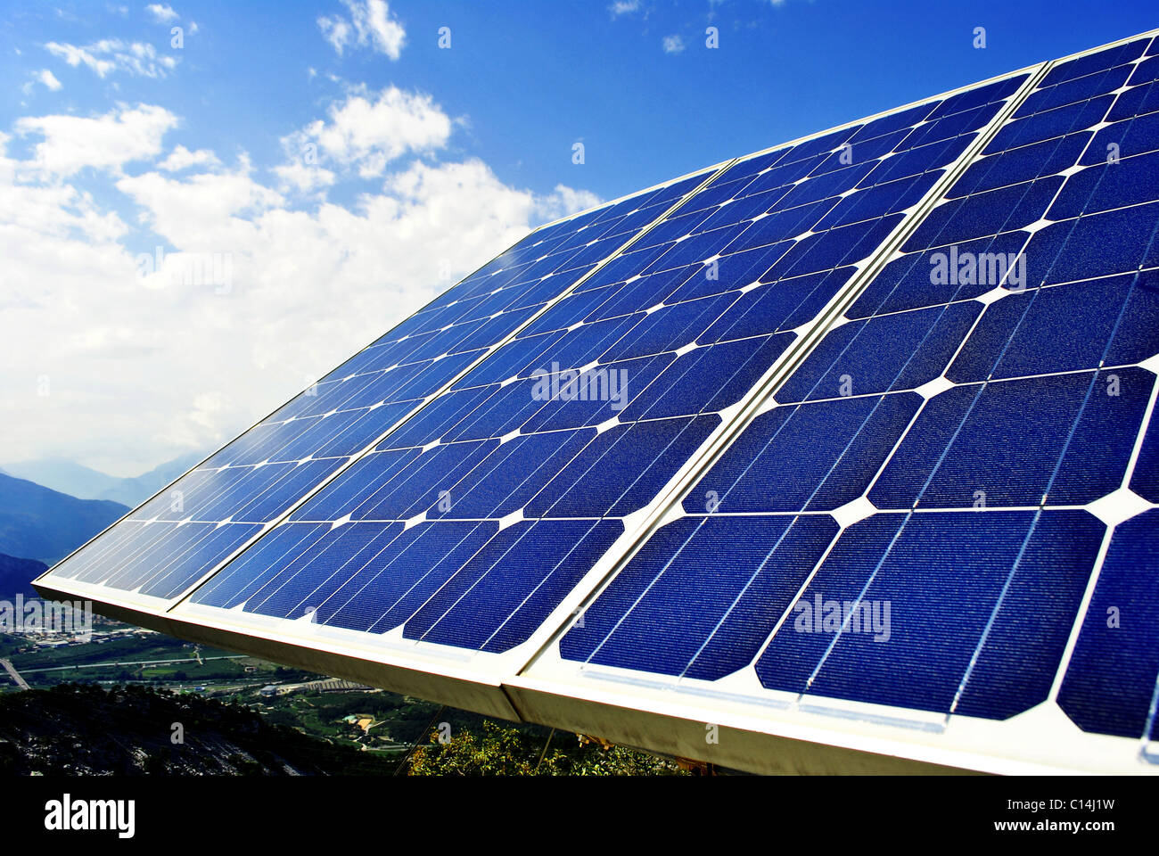 Green economic, solar panels to produce electricity from the sun Stock ...