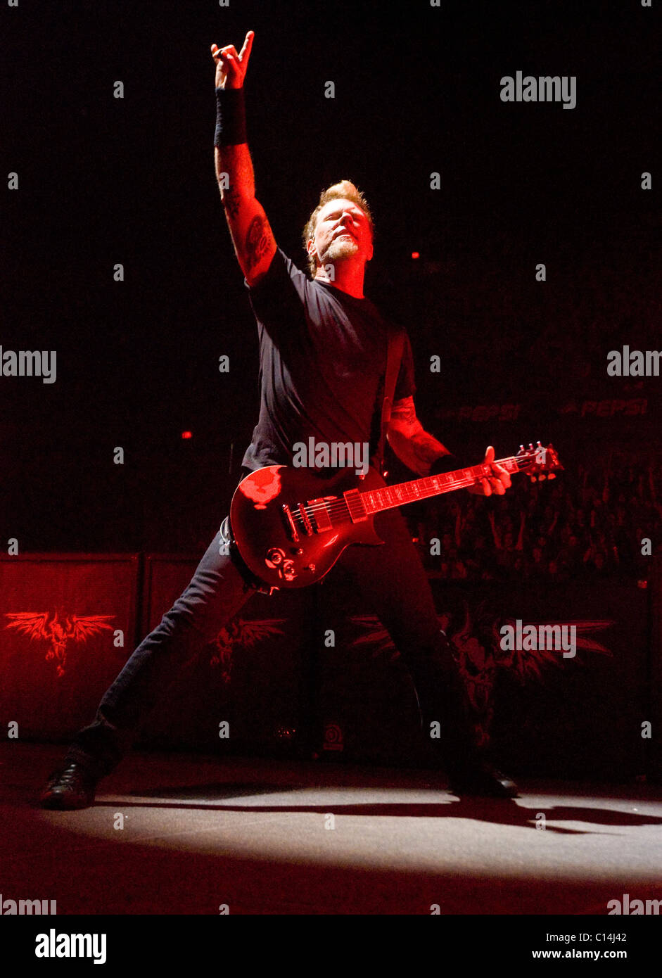 James Hetfield Metallica performs live in concert on their Monster ...