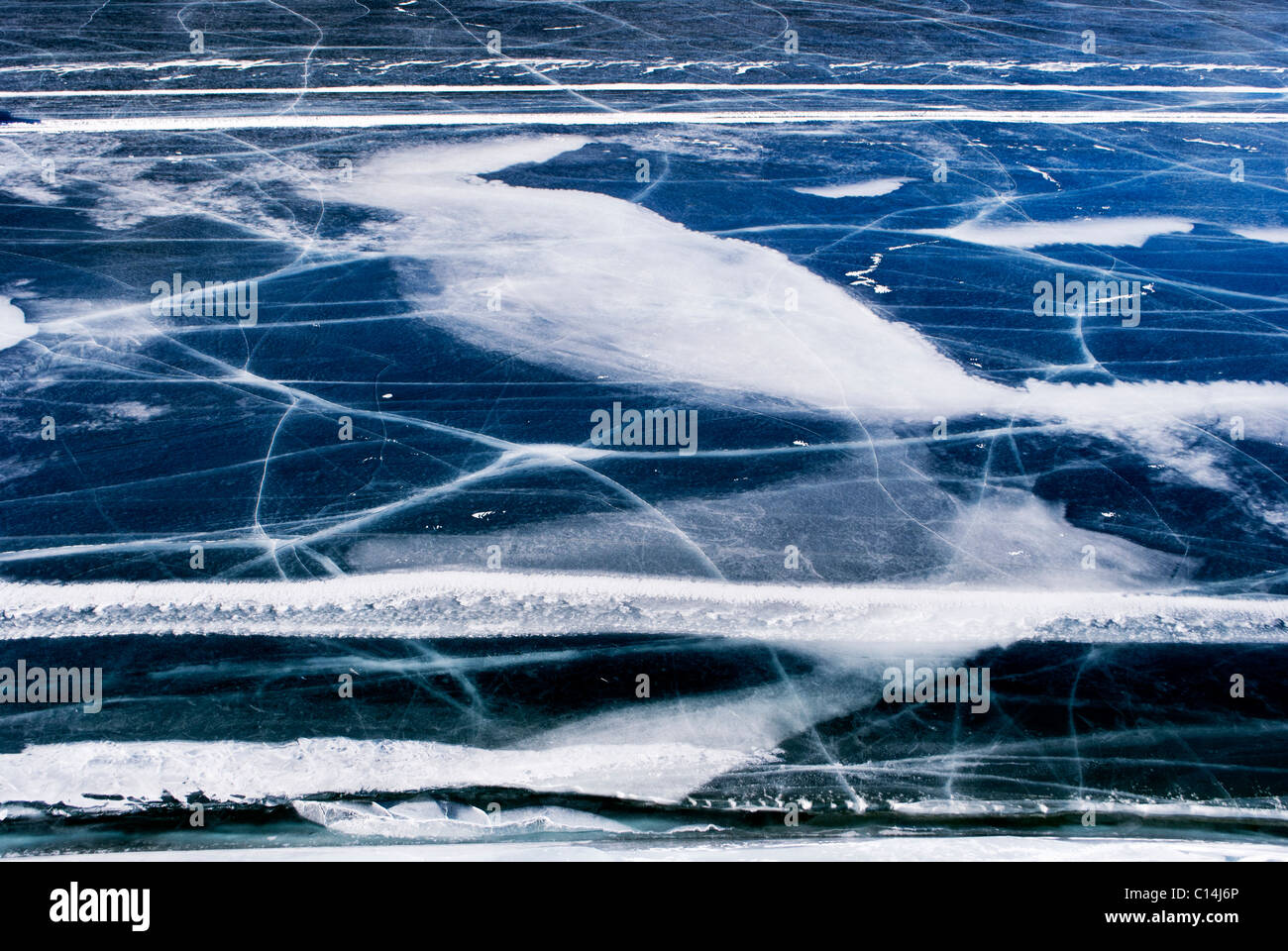 Alpine Lake with snow, ice and water Stock Photo - Alamy
