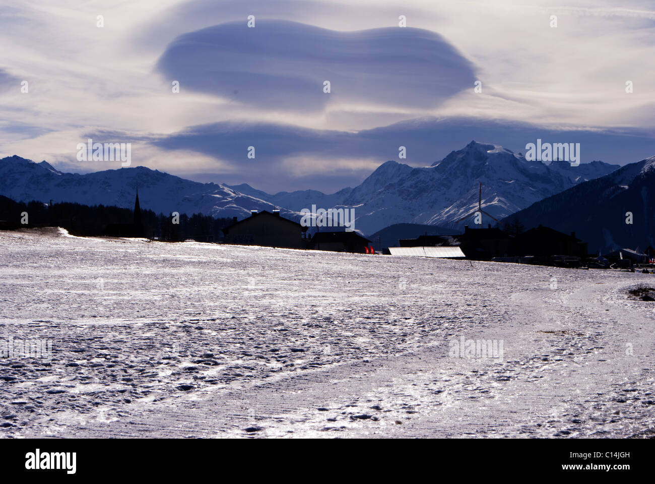 Alpine Lake with snow, ice and water Stock Photo - Alamy