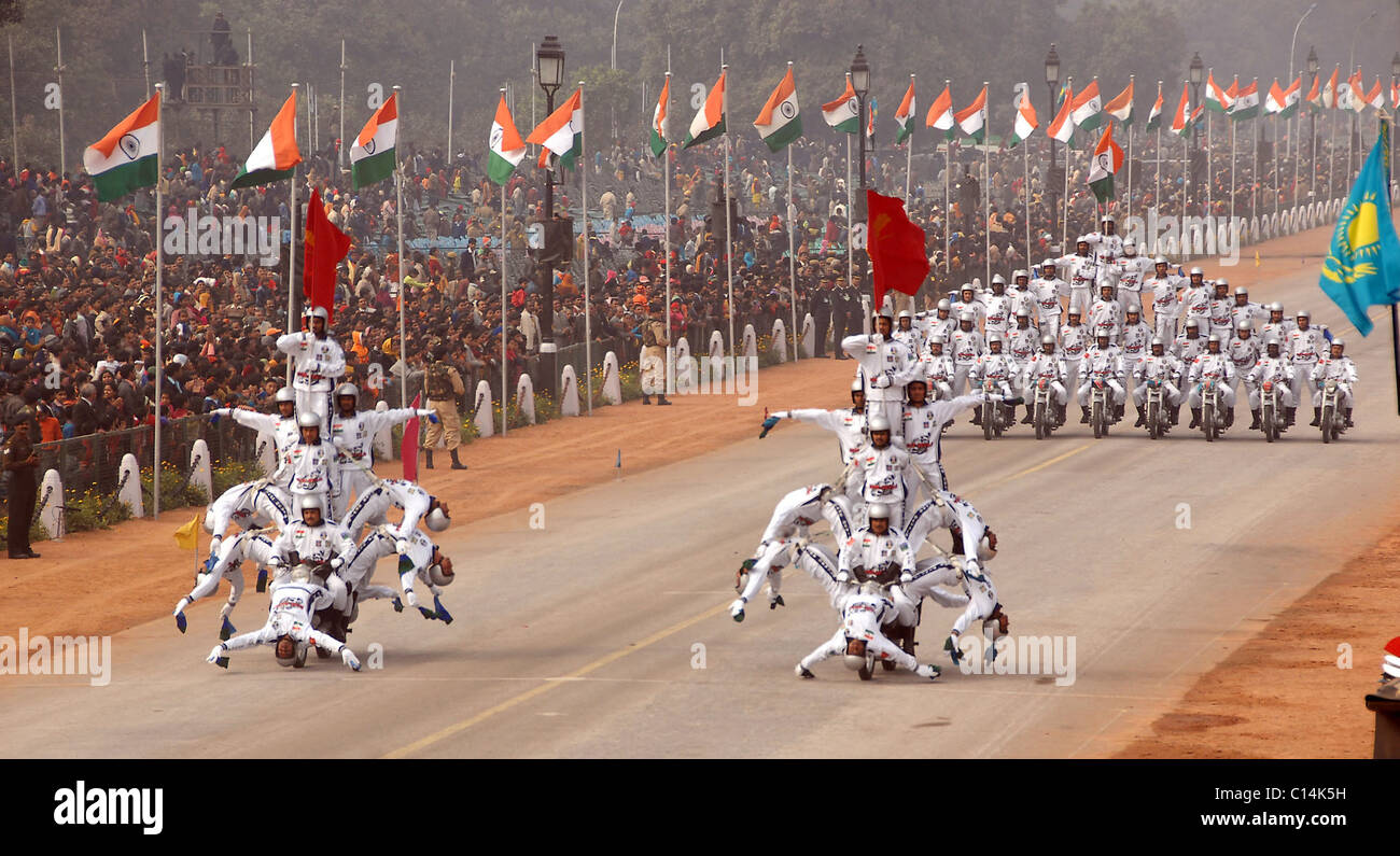 Indian Army motorcycle display team during the Indian Republic Day ...